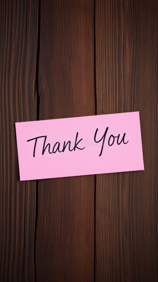 Handwritten Thank You Note on Wooden Surface with Natural Grain Pattern ...
