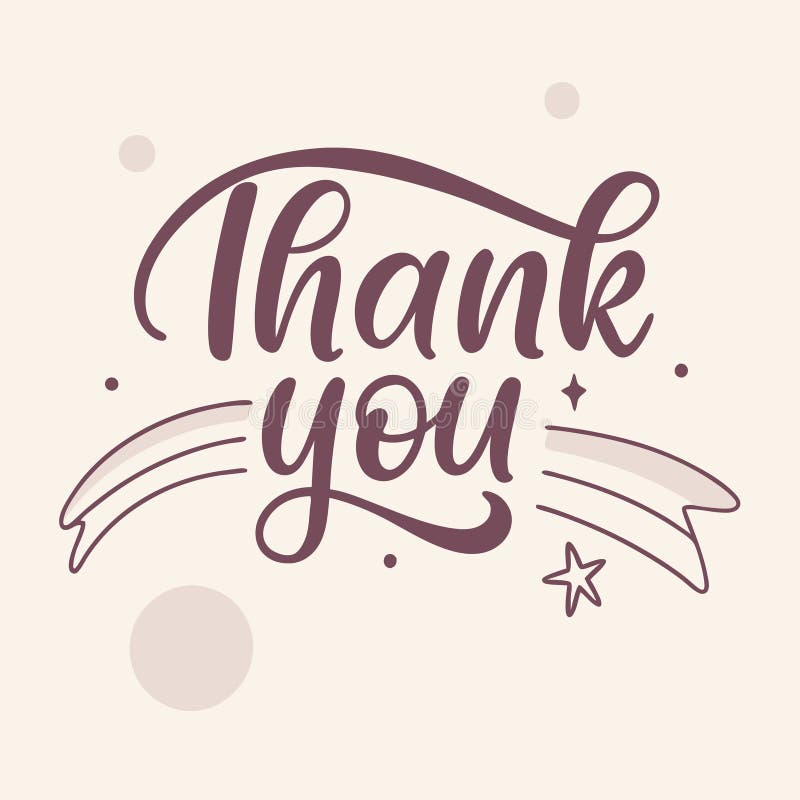 Handwritten Thank You Text with Stars and Ribbon Stock Vector ...