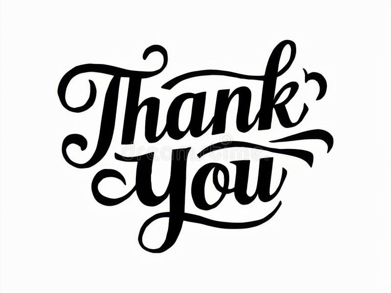 Handwritten Thank You Typography in Elegant Script on White Background ...