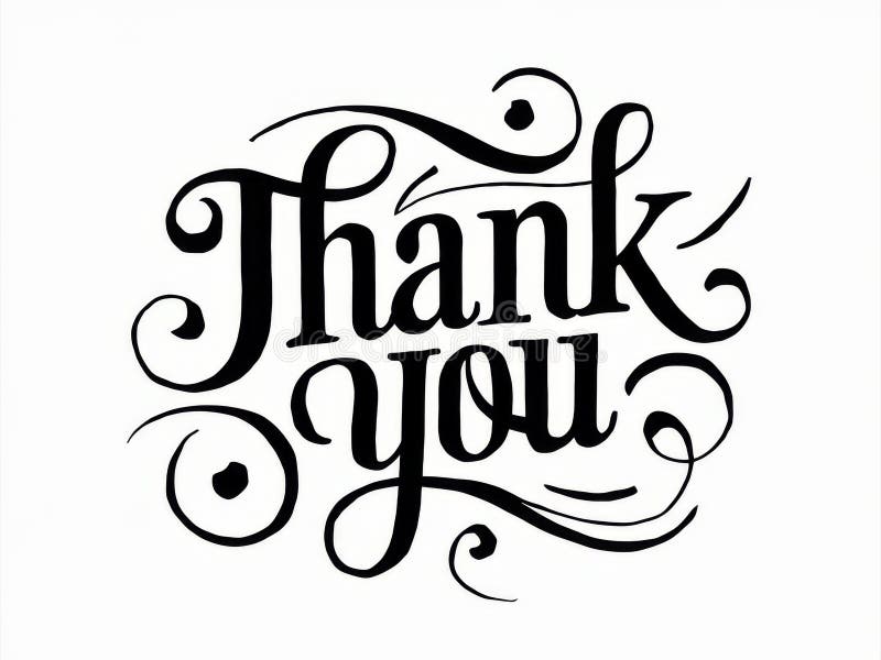Handwritten Thank You Typography in Elegant Script on White Background ...