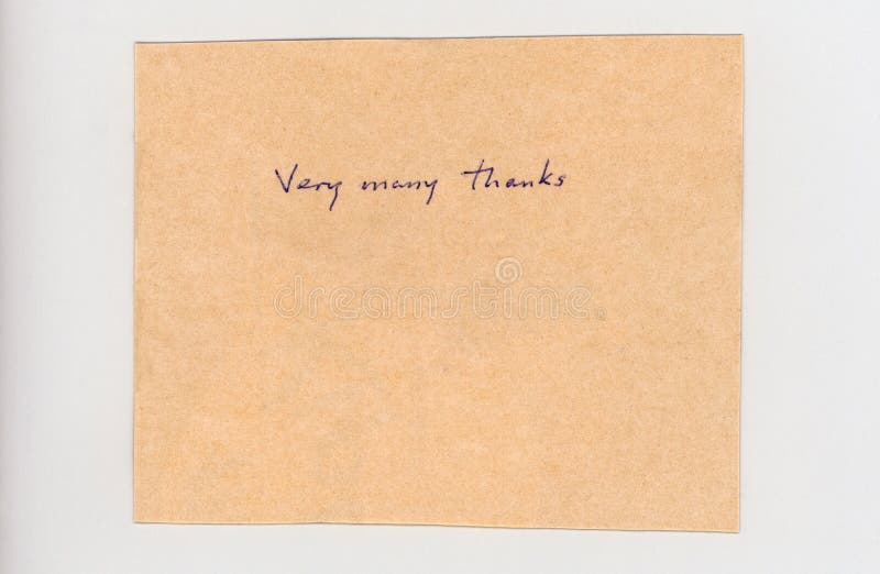 Handwritten thanks card stock image. Image of thanks - 292023463