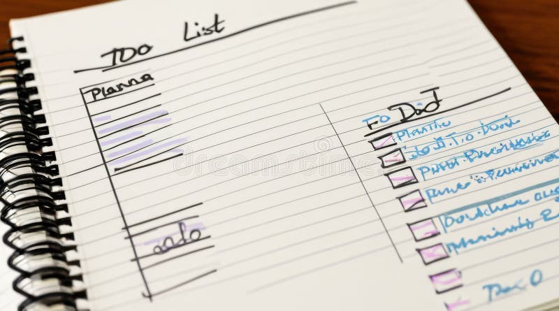 Handwritten To Do List on Spiral Notebook with Colored Ink Stock ...