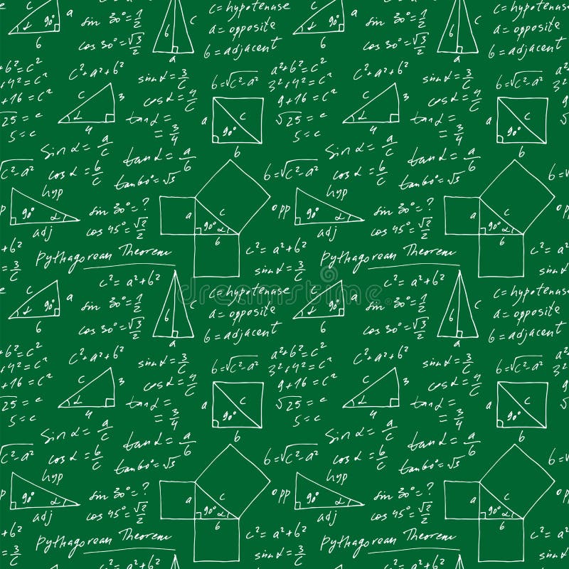 Handwritten Trigonometric Vector Seamless Pattern, Hand Drawn ...