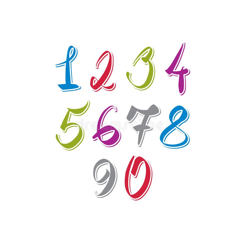 Handwritten Vector Numbers, Modern Numbers Set. Stock Vector ...