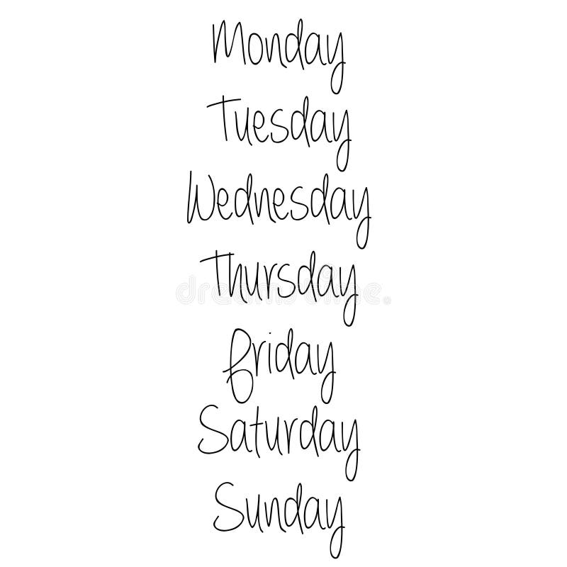 Handwritten Week Days. Modern Brush Calligraphy. Stock Illustration ...