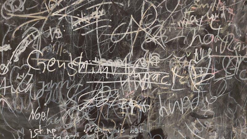 Handwritten White Scribblings on Blackboard Stock Photo - Image of ...