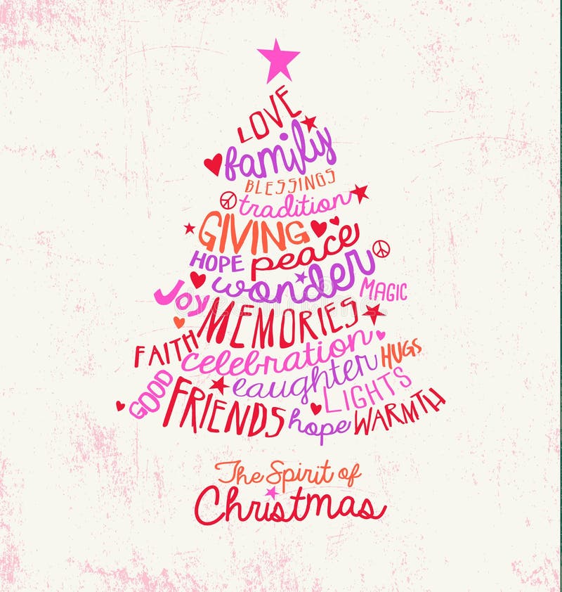 Christmas Card Word Cloud Tree Design Stock Vector - Illustration of ...