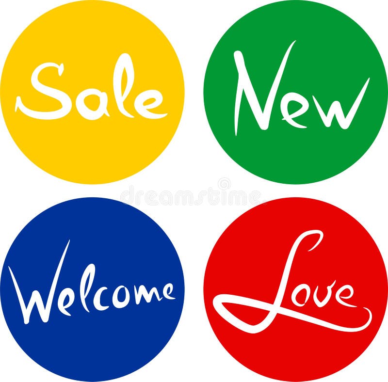 Handwritten Words Sale Love New Welcome Vector Stock Vector ...