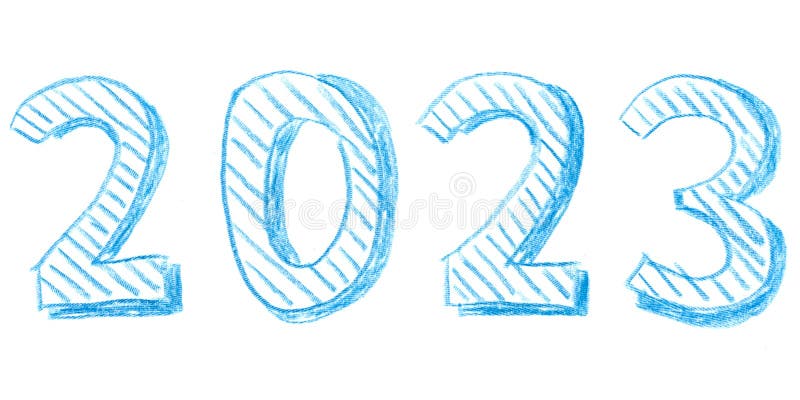Handwritten Year 2023 Isolated Over White Stock Photo - Image of blue ...