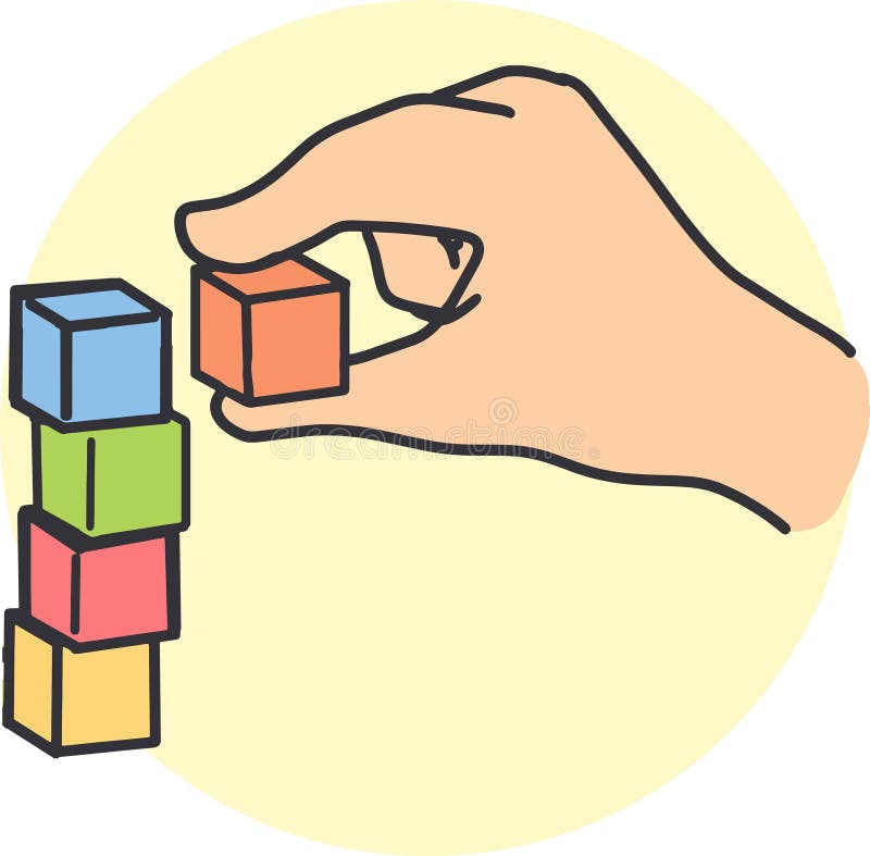 Handy Block Assembly Building Blocks in Action Stock Vector ...