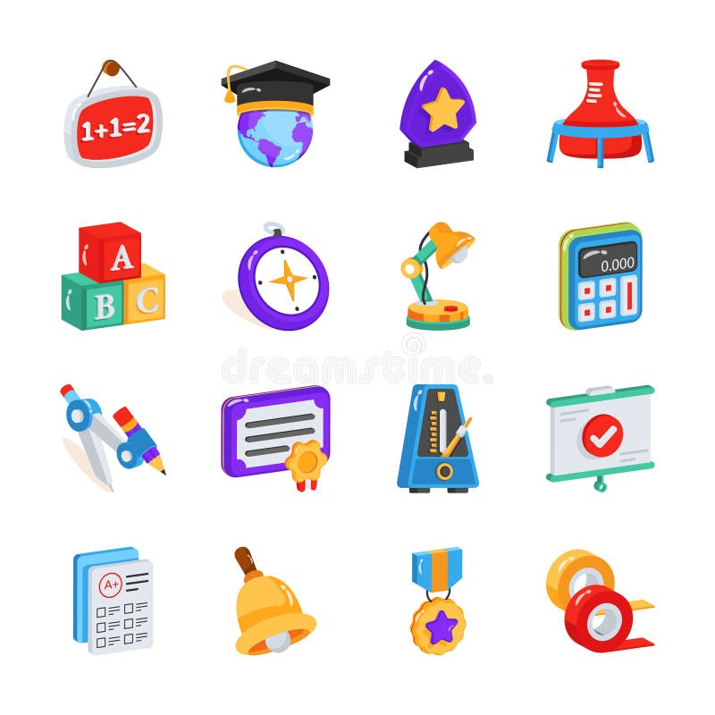 Handy Bundle Showing Education 2d Icons Stock Vector - Illustration of ...