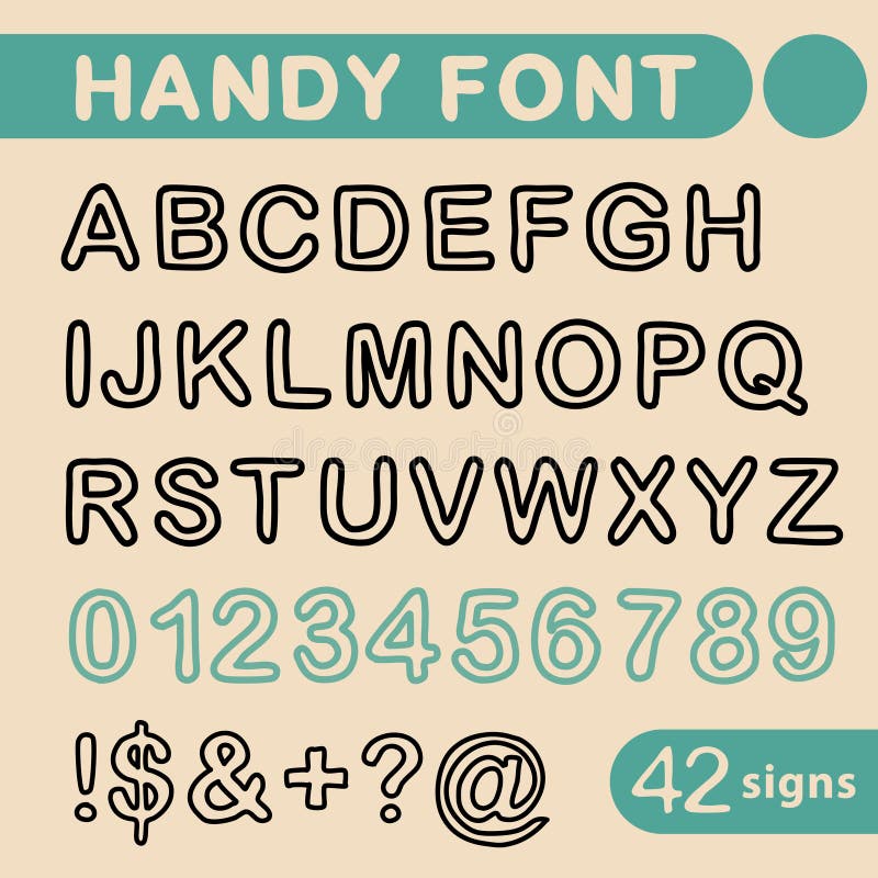 Handy Font 42 Vector Letters, Numbers and Signs Stock Vector ...