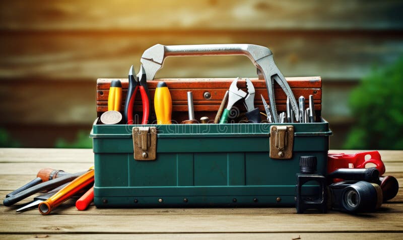 A Handy Green Toolbox Filled with Useful Tools for DIY Projects Stock ...