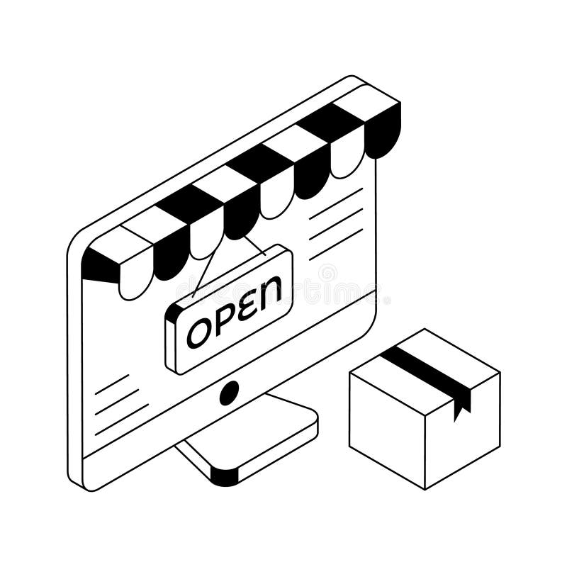 A Handy Isometric Style Icon of Open Store Stock Illustration ...