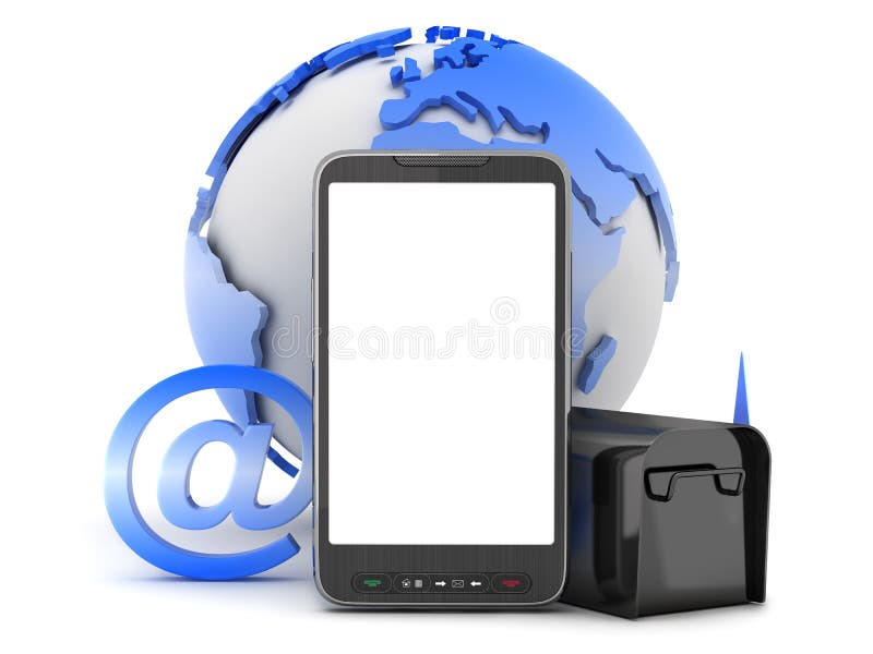 Handy, Mailbox, Kugel Und E-Mail Kennzeichnen Stock Abbildung ...