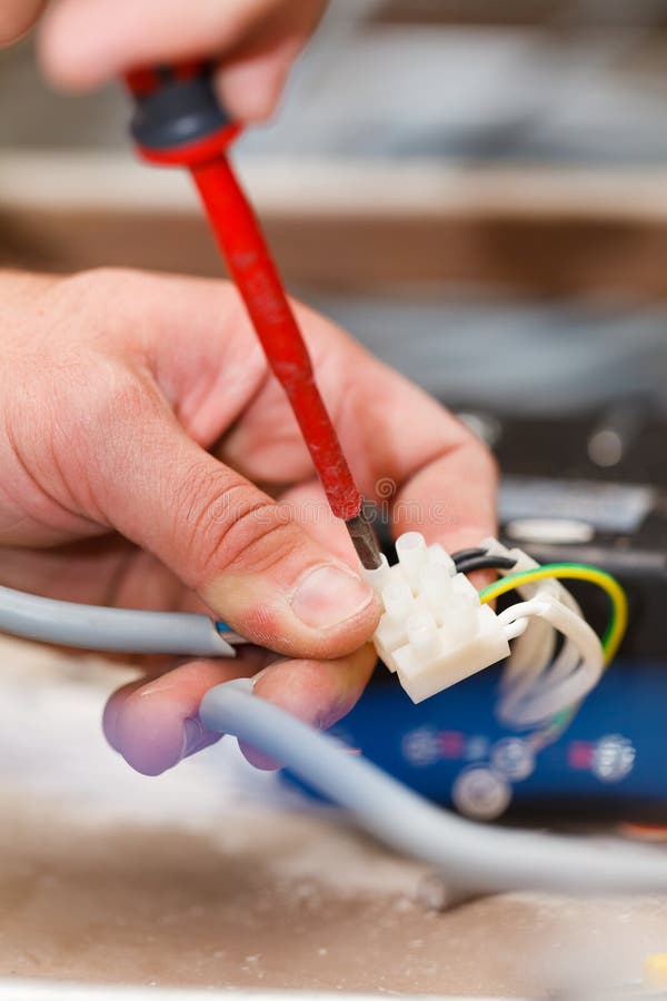 Handy Man Working with Cables Stock Photo - Image of manual ...