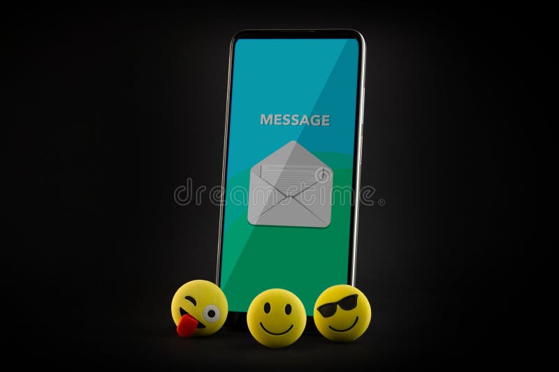 Handy Mit Smiley Gesichtern Und Emojis. Stockbild - Bild von ...