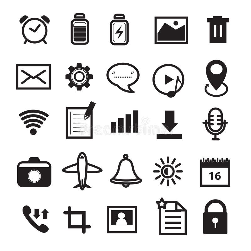 Handy-und Anwendungs-Ikonen Eingestellt Vektor Abbildung - Illustration ...