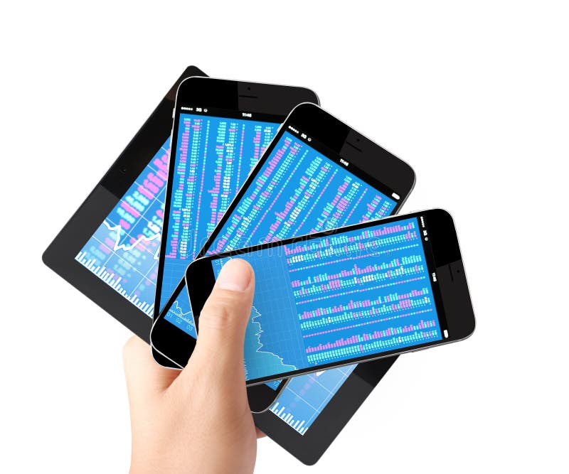 Handy Und Tablette in Der Hand Stock Abbildung - Illustration von ...