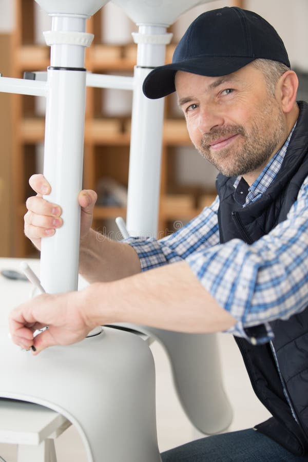 Handyman Assembling Chair Using Allen-key Stock Image - Image of ...