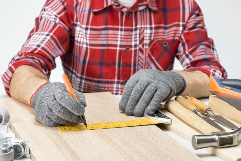 Handyman Assembling And Installing Shelf Using Electric Drill Working