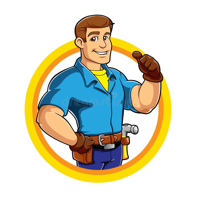 Handyman cartoon mascot stock vector. Illustration of tool - 69939703