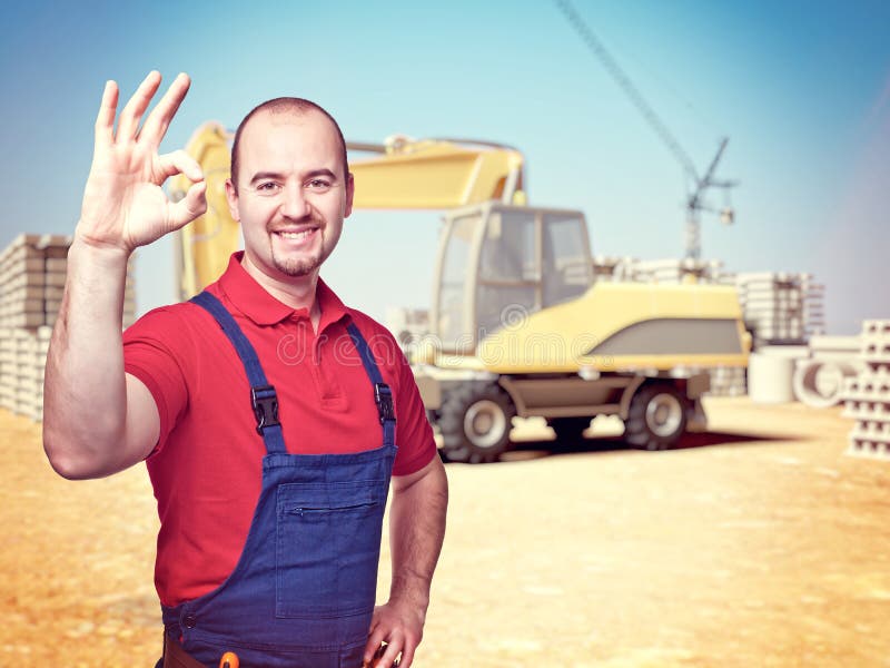 Handyman at Construction Site Stock Photo - Image of caucasian, crane ...