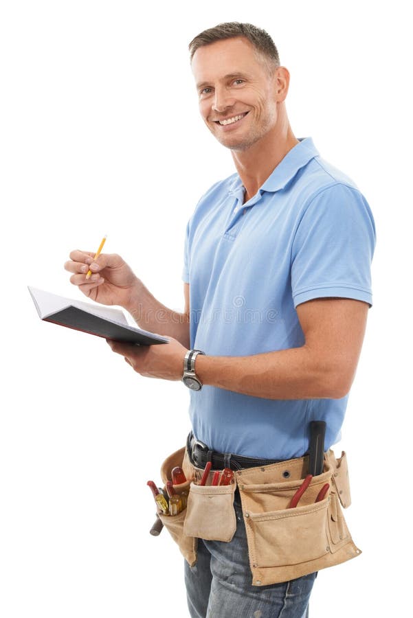 Handyman, Contractor or Man Isolated on a White Background with ...