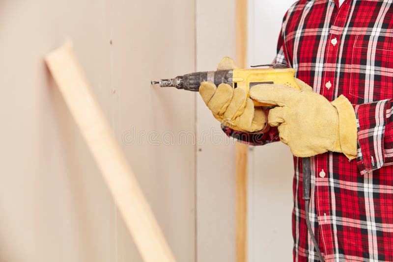 Handyman with Drilling Machine Stock Photo - Image of profession, trade ...