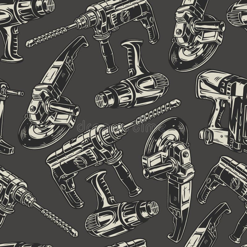 Handyman Electric Work Tools Seamless Pattern Stock Vector ...