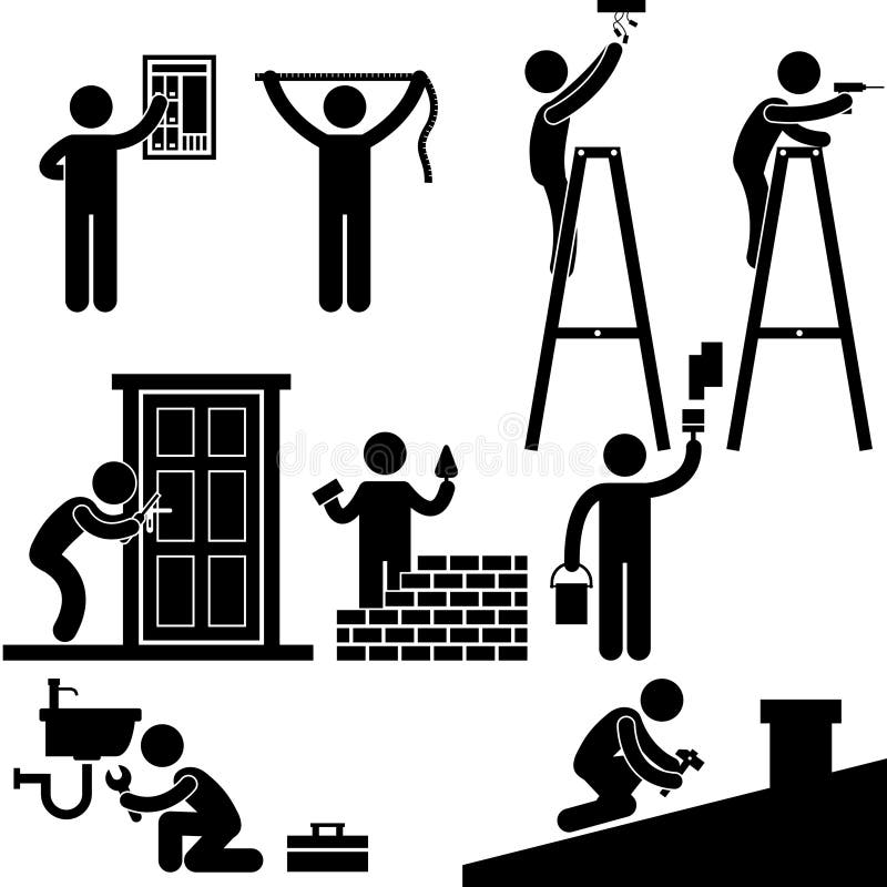 Construction Worker Job Pictogram Stock Vector - Illustration of ...