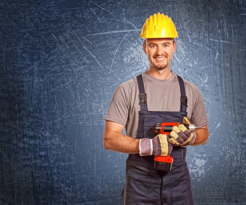Handyman And Grunge Background Stock Photo - Image of worker, foreman ...
