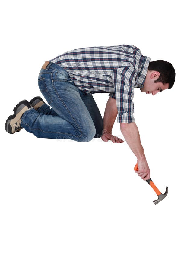 Handyman with a hammer stock photo. Image of hammer, person - 33219366