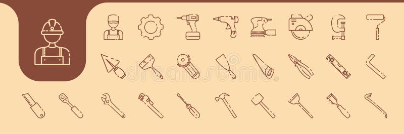Handyman Line Minimal Tools Icon Set Design Vector Stock Vector ...