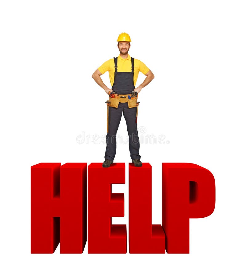 Handyman offer his help stock illustration. Illustration of hard - 12189807