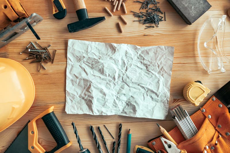 Handyman Professional DIY Project Workplace Tabletop Stock Image ...