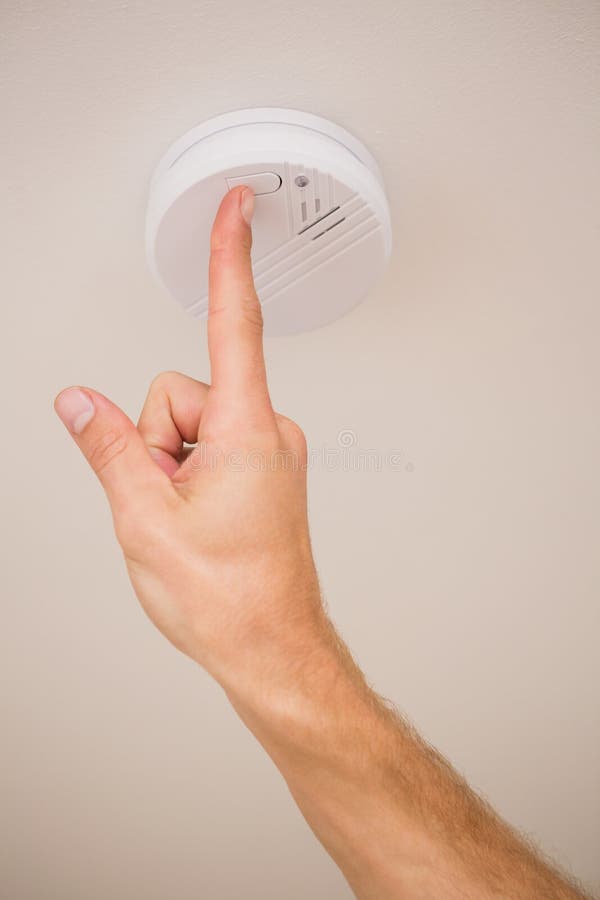 Handyman Testing Smoke Detector Stock Photo - Image of protection ...