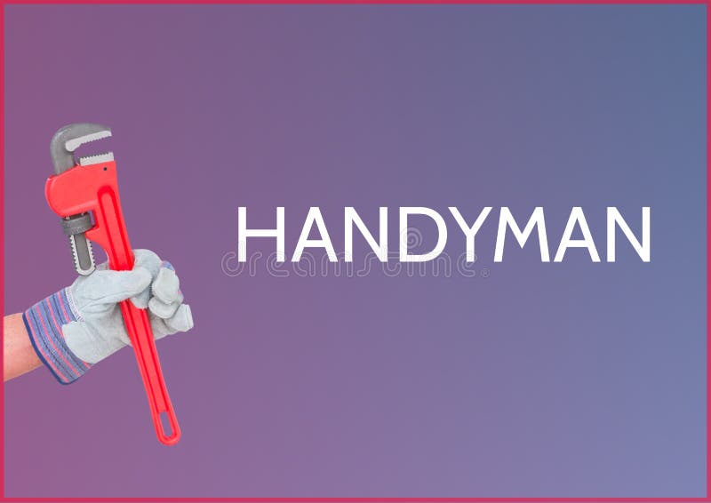 Handyman Text Over Hand Holding a Tool Against Purple Gradient ...