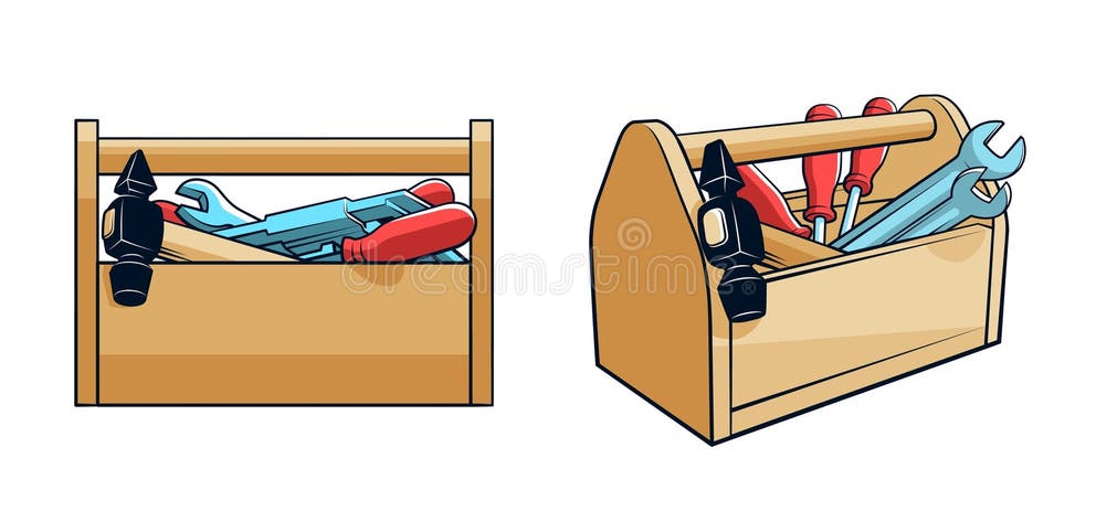 Handyman tool box stock vector. Illustration of hammer - 295722630