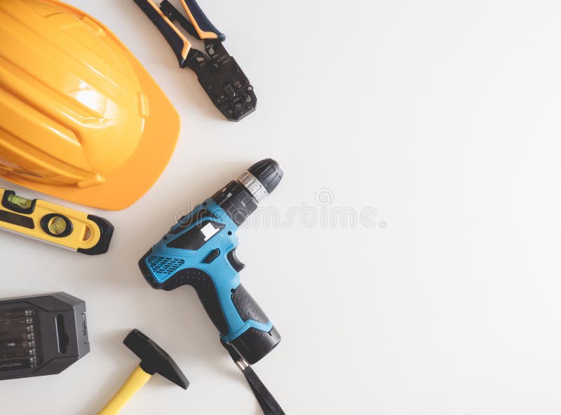 Handyman Tools on White Table Stock Image - Image of mechanic, handyman ...