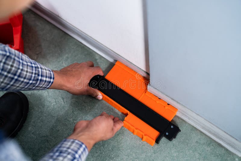 Handyman Using Contour Gauge Tool Stock Image - Image of shape ...