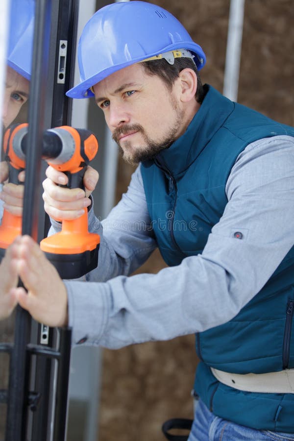 Handyman Using Cordless Screwdriver Stock Image - Image of drill ...