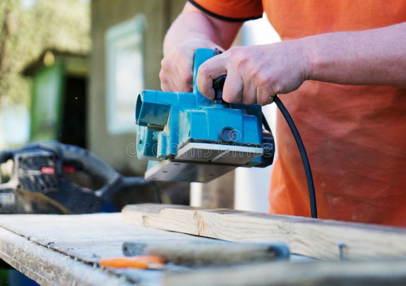 Handyman Using Polish Machine. Stock Photo - Image of carving, closeup ...