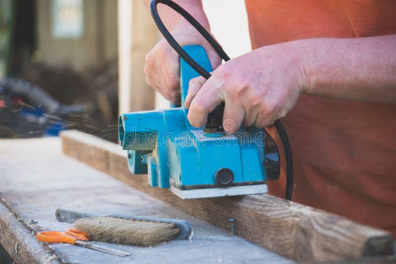 Handyman Using Polish Machine. Stock Image - Image of held, carpenter ...