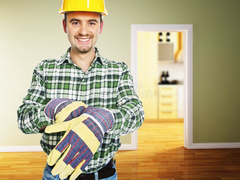 Handyman at work stock image. Image of door, interior - 16331115