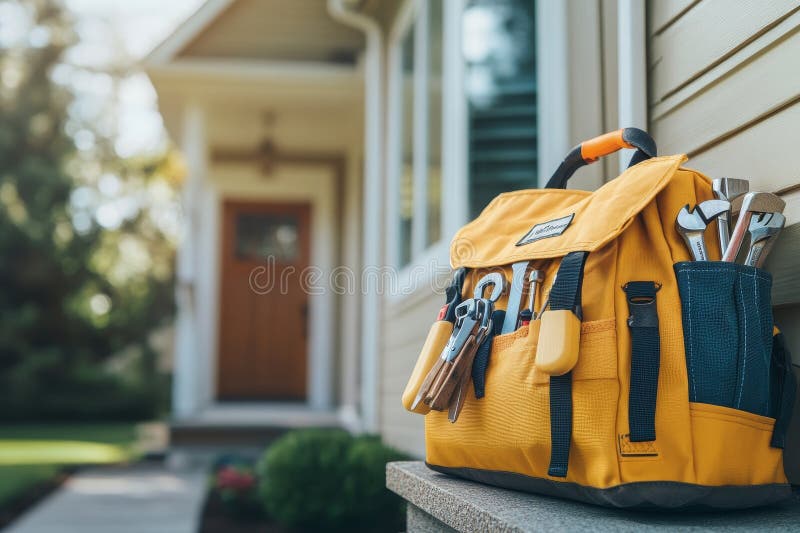 Handyman at Work Tools Ready for Home Improvement Service with Space ...