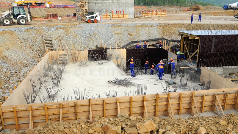 Reinforcement Construction. Workers Welding, Rain, Stock Video - Video ...