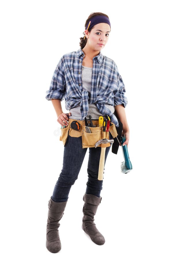 Girl with drill stock image. Image of hard, handywoman - 2168683