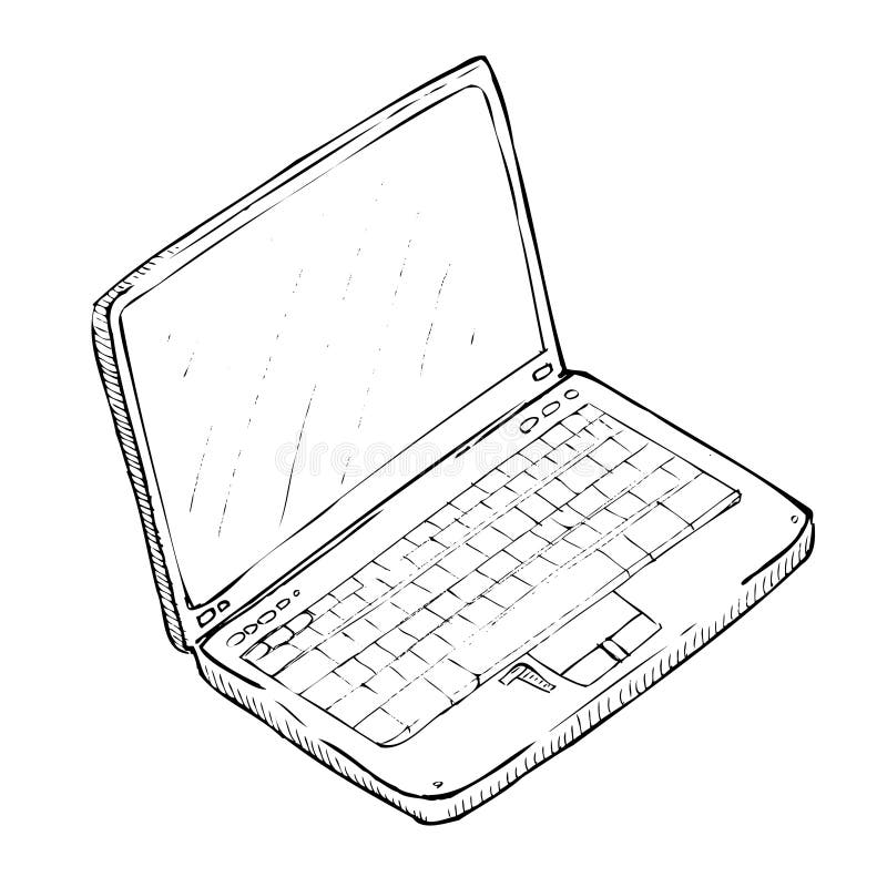 Cad-Zeichnung Der Laptop-Computers Mit Maus Stock Abbildung ...