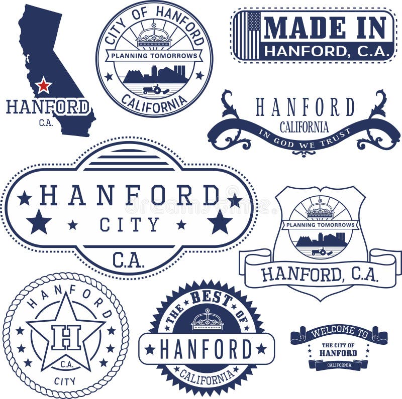 Hanford City, CA. Stamps and Signs Stock Vector - Illustration of ...
